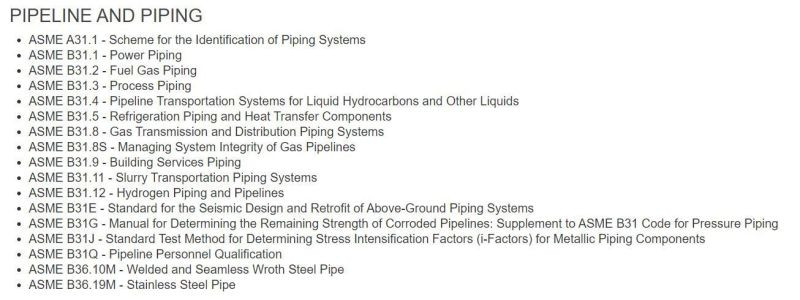 𝐋𝐢𝐬𝐭 𝐨𝐟 𝐀𝐒𝐌𝐄 𝐒𝐭𝐚𝐧𝐝𝐚𝐫𝐝𝐬 𝐟𝐨𝐫 𝐏𝐢𝐩𝐢𝐧𝐠 𝐚𝐧𝐝 𝐏𝐢𝐩𝐞𝐥𝐢𝐧𝐞𝐬: - NGUYỄN QUANG HƯNG BLOG
