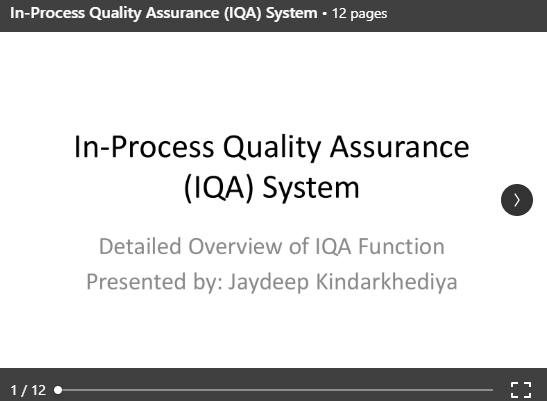 Hệ thống đảm bảo chất lượng trong quy trình (IPQA) - NGUYỄN QUANG HƯNG BLOG